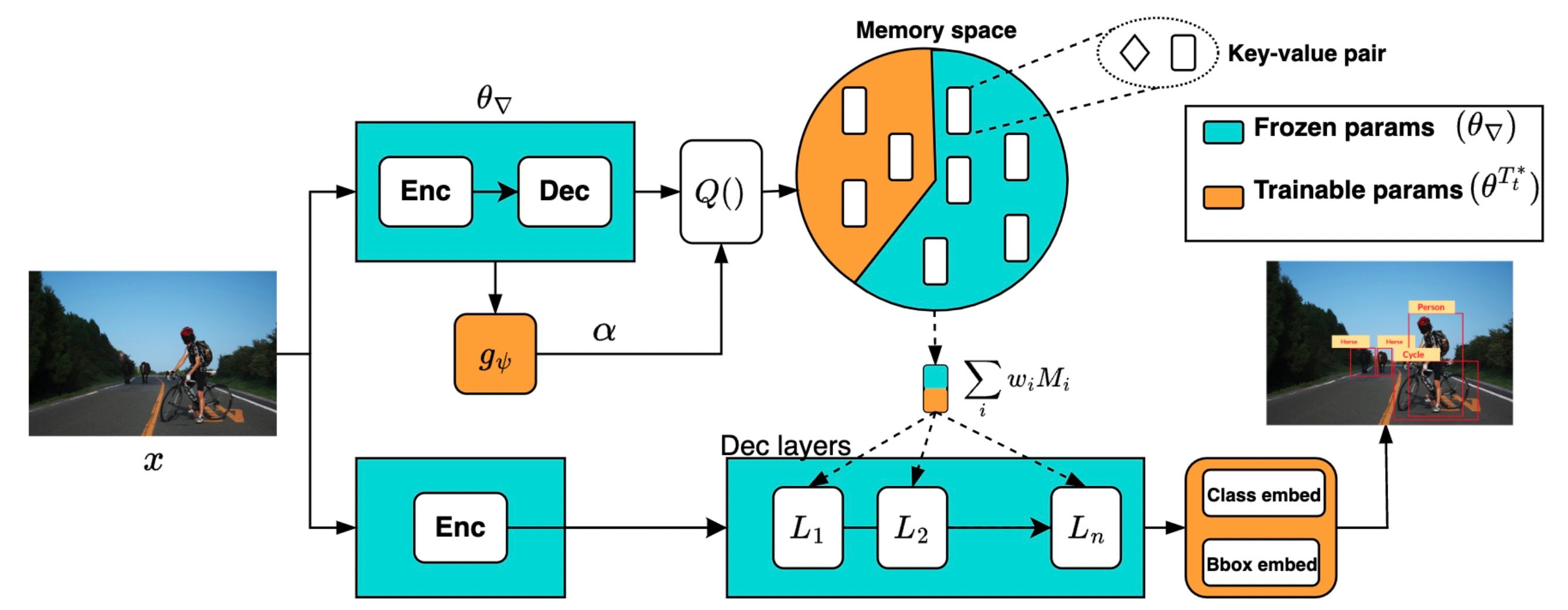 Preventing Catastrophic Forgetting Through Memory Networks In Continuous Detection Diffusion